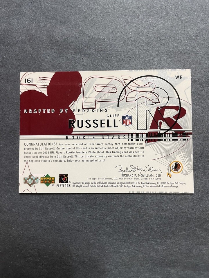 2002 SPx Rookie Stars /999 Cliff Russell #161 Rookie Auto RC | eBay