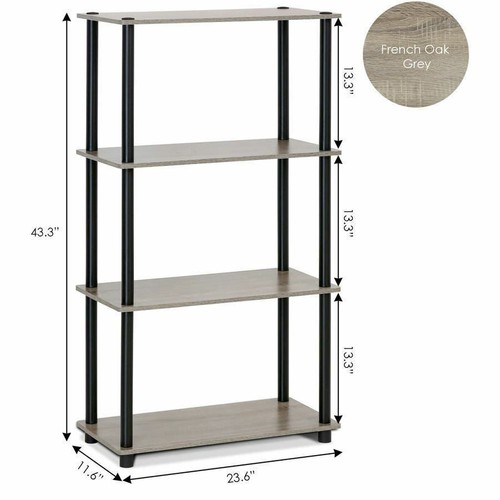 Gray Oak Black 4 Tier Display Rack Shelf Bookcase Storage Organizer ...