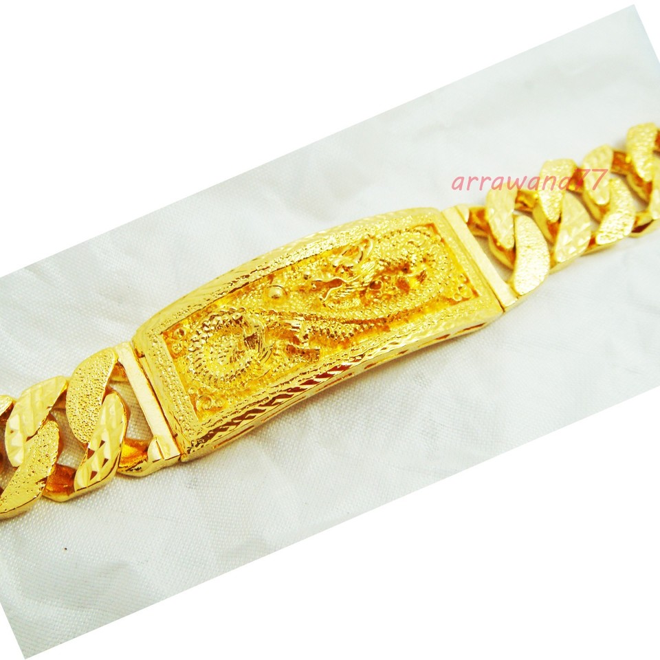 Dragon 22K 23K 24K THAI BAHT YELLOW GOLD GP Bracelet Bangle 7.5 inch 75 ...
