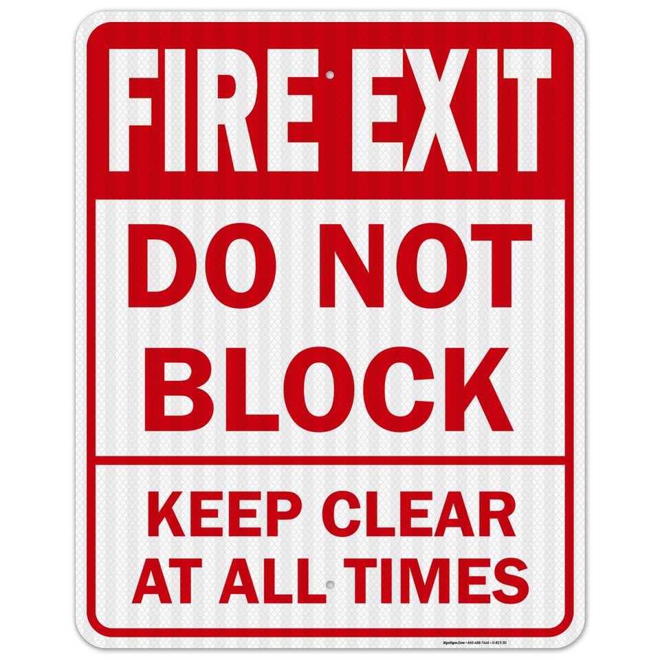 Fire Exit Sign, Do Not Block Keep Clear at All Times Safety Sign, | eBay
