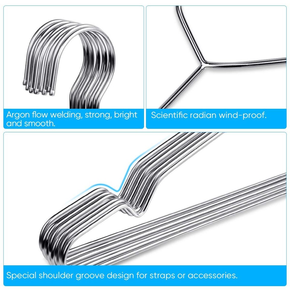 Wire Coat Hangers Strong Heavy Duty Stainless Steel Wire Metal Hanger ...