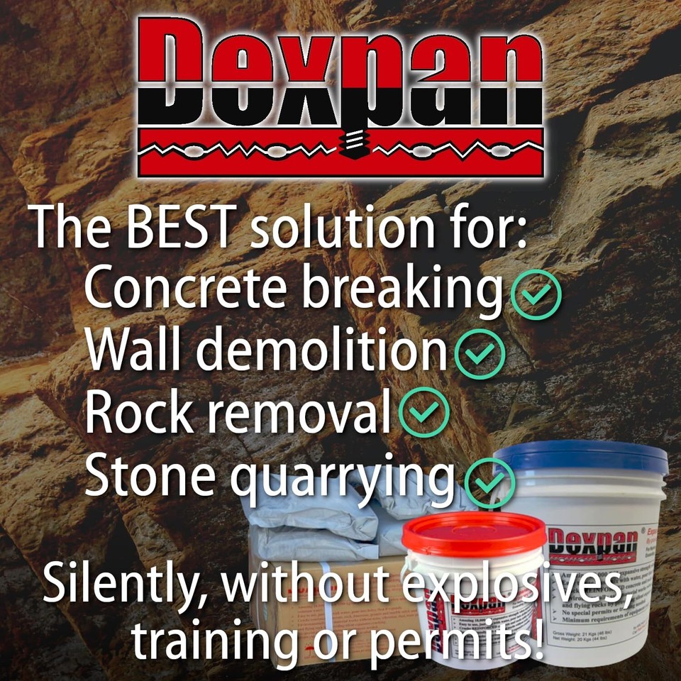 Dexpan Expansive Demolition Grout 11 Lb. Bucket for Rock Breaking ...