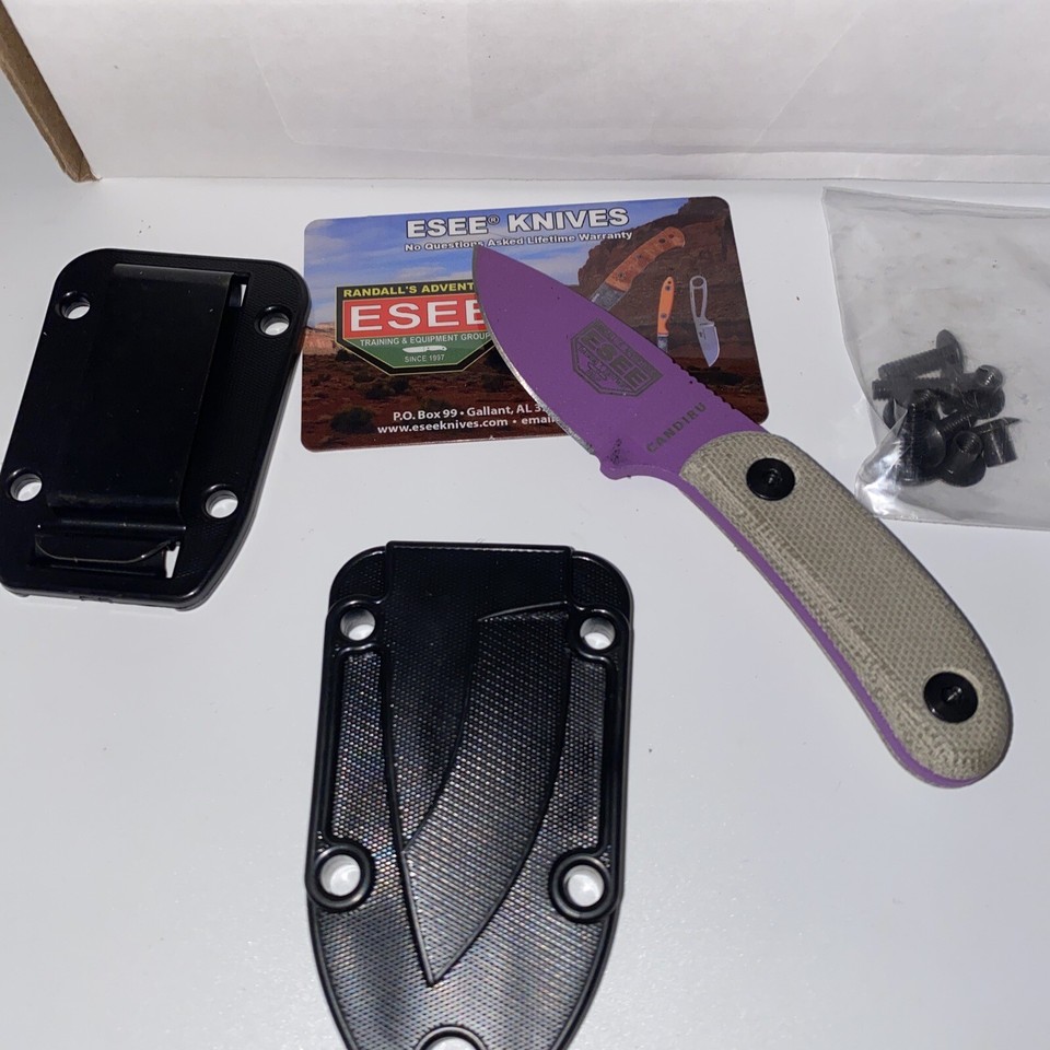 ESEE Candiru CAN-PURP-BLK-E Fixed Blade Purple Carbon Steel Knife w ...