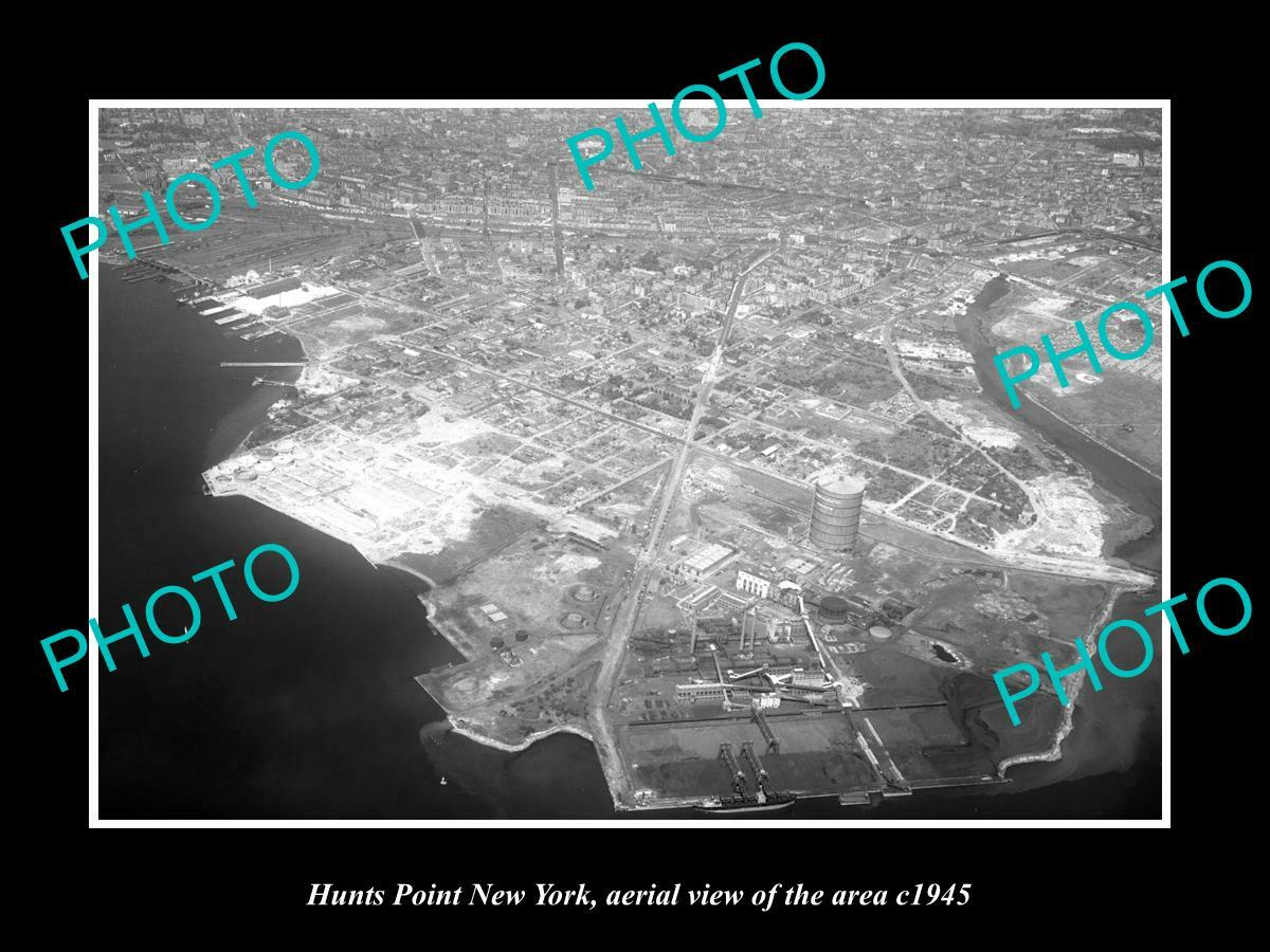 OLD 8x6 HISTORIC PHOTO OF HUNTS POINT NEW YORK AERIAL VIEW OF THE AREA ...