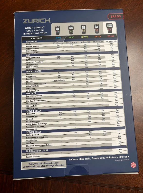 ZURICH ZR15S OBD2 Code Reader 57662 for sale online | eBay
