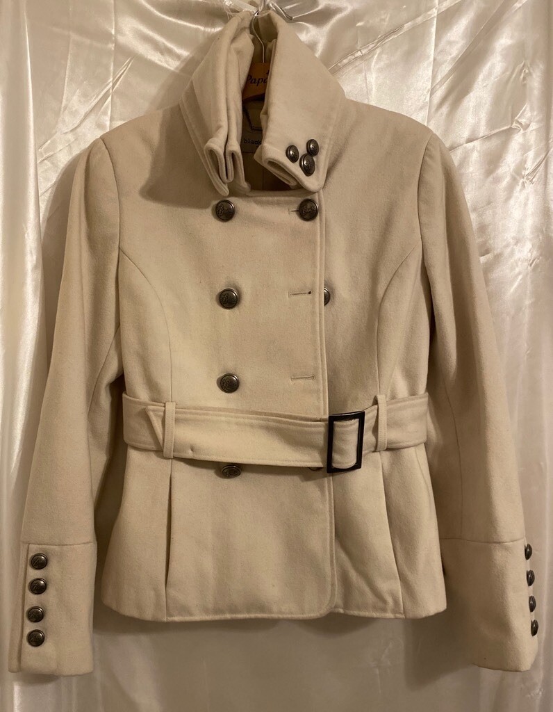 Black Rivet Womens Military Style Peacoat Ivory Doubl… - Gem