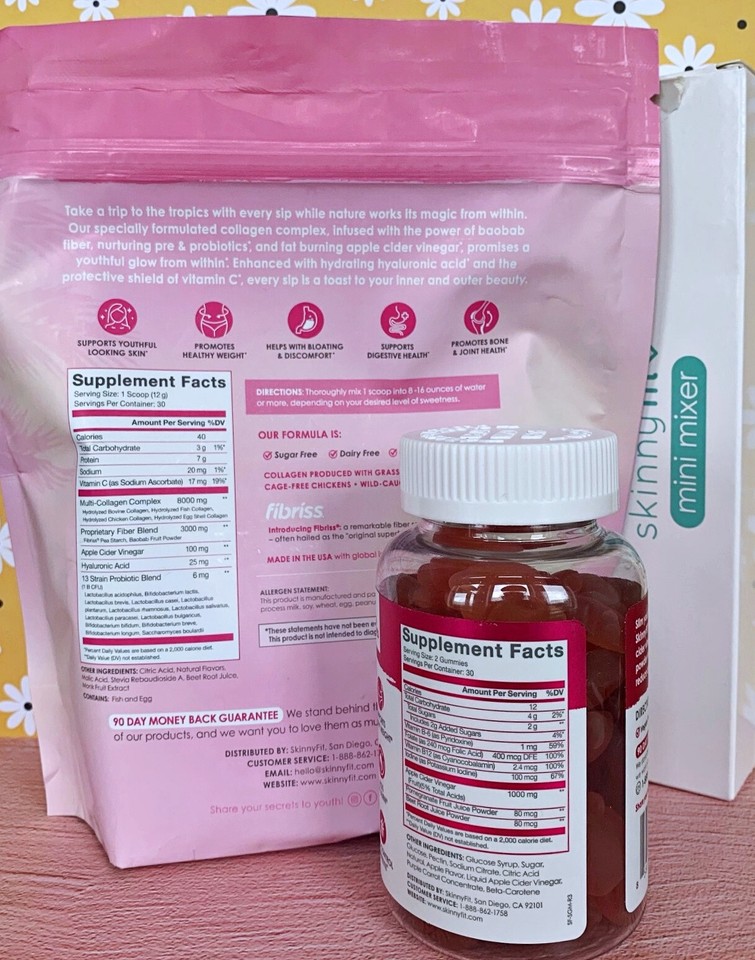 SkinnyFit SUPER YOUTH Collagen Powder-Trop Punch + SKINNY GUMMIES 60ct ...