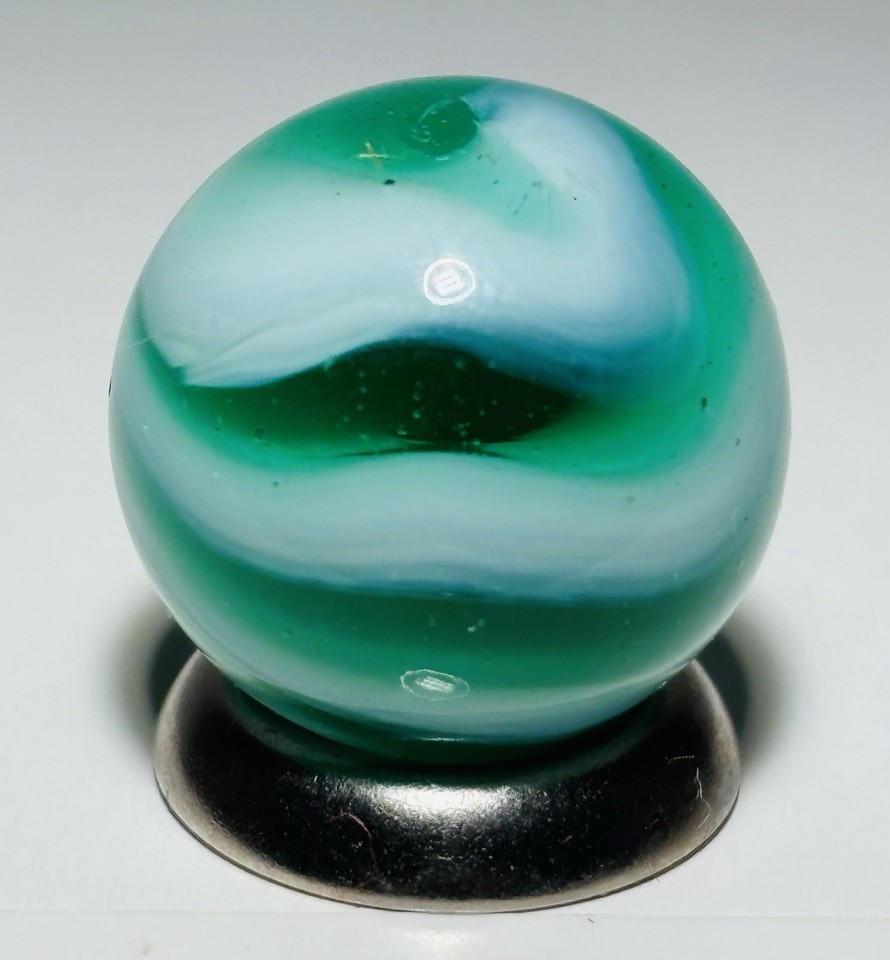 Akro Agate Co Green Base Snake Corkscrew Marble .64” In Mint Condition ...