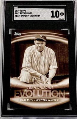2019 Topps EO-7 Babe Ruth Aaron Judge Team Uniform Evolution SGC 10 GEM ...