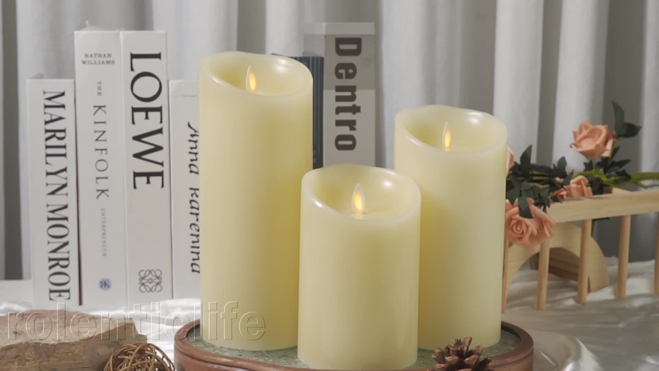 9" Luminara Led Flameless Battery Candles with Remote Moving Wick Wax ...