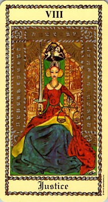 The Medieval Scapini Tarot Card Luigi Scapini 1984 Justice VIII 1F16 | eBay