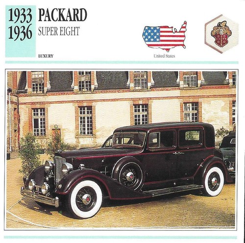 Edito Service photo card 1933-1936 PACKARD SUPER EIGHT Spec Sheet car ...