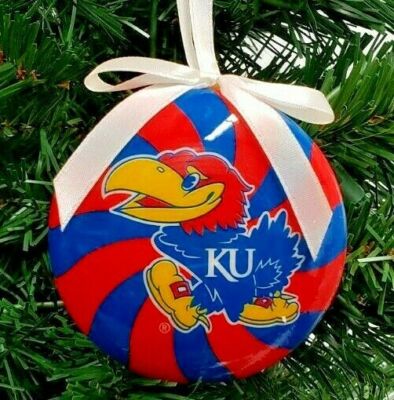 *SAMPLE SALE* KANSAS JAYHAWKS PEPPERMINT PATTERN ORNAMENT 3" | eBay
