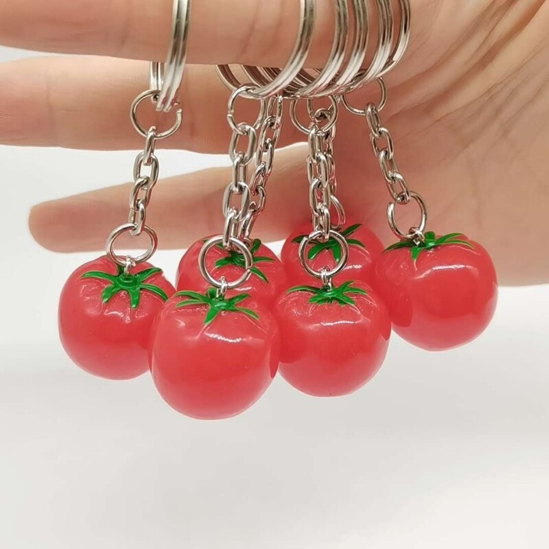 Lovely Bag Ornament Keychain Simulation Tomato Keyring Pendant Key ...