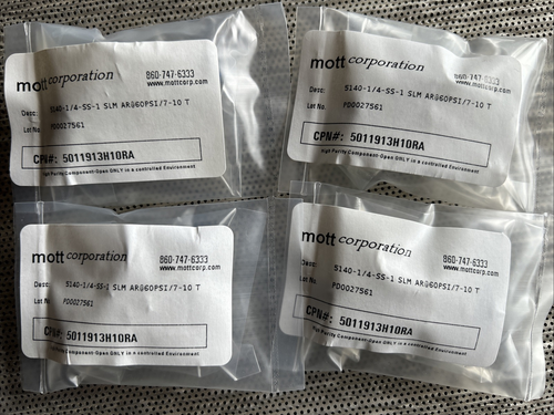 Qty 4 MOTT 5140-1/4-SS-1000 SCCM AR @ 60PSI / 7-10 FLOW RESTRICTOR High ...