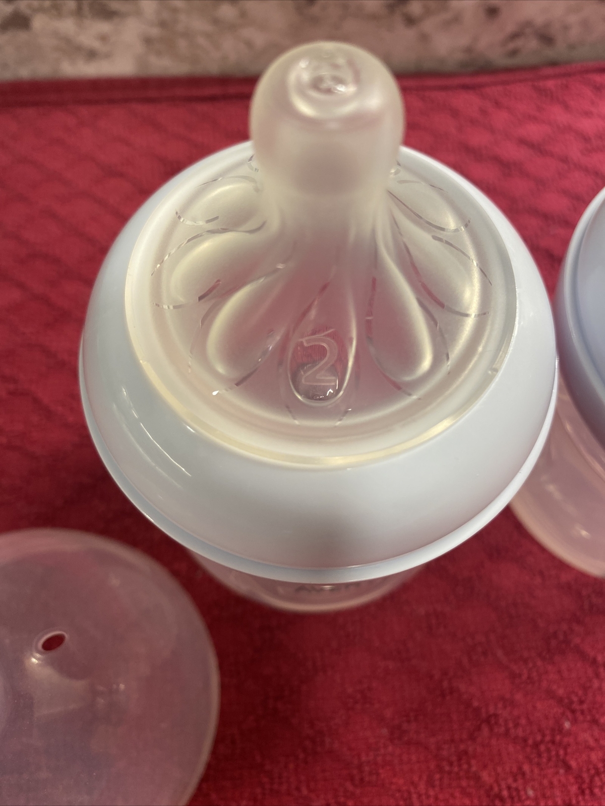 Two Philips Avent Bottles 4oz, Plastic, Size 2 Nipple, Baby Feeding ...