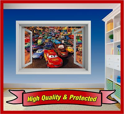 Cars Window - Lightning McQueen Wall Art Printed Vinyl Sticker Decal ...