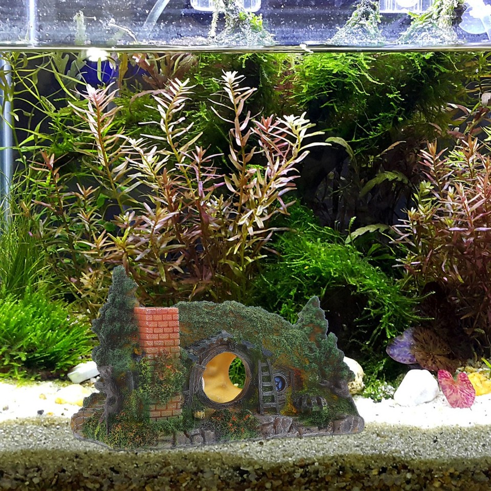 Castle Decor Fish Tank Aquarium Decorations Small House for Home Betta ...