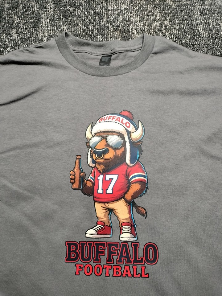 Buffalo Football Charcoal Gray color Bills 100% cotton T-shirt size ...