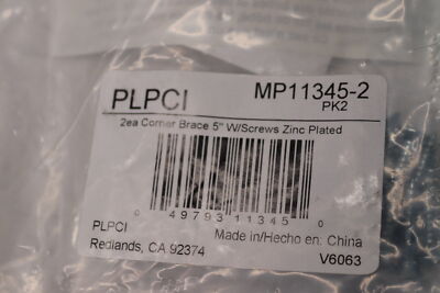 (2-Pk) PLPCI Corner Bracket L-Angle Steel Zinc-Plated 5" MP11345-2 | eBay