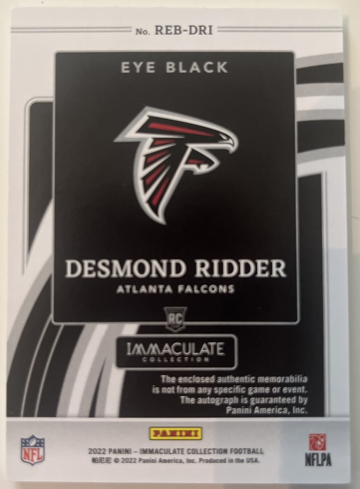 2022 Panini Immaculate Desmond Ridder Eye Black Gold Ink Patch Auto RC ...
