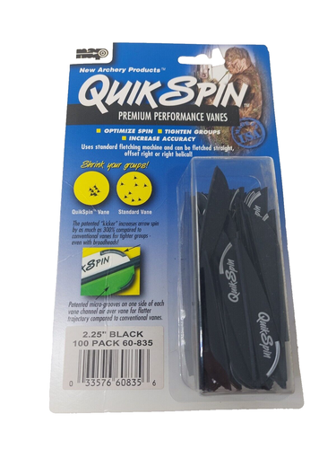 100 Pack NAP Quik Spin 2.25" Premium Performance Arrow Vanes: Black: 60 ...
