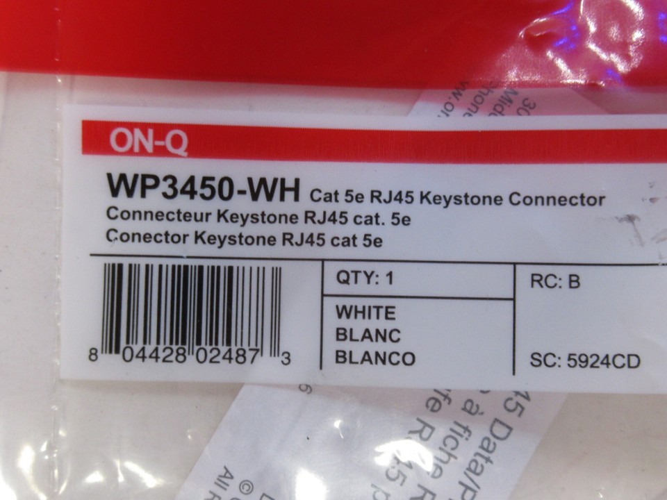 (NEW - Lot of 6) LEGRAND WP3450-WH , WP3450WH Cat 5e RJ45 Keystone ...
