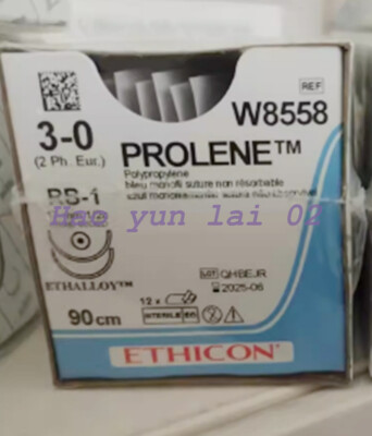 One box / 12 packs 3-0 W8558 Polypropylene Nonabsorbable Sutures | eBay