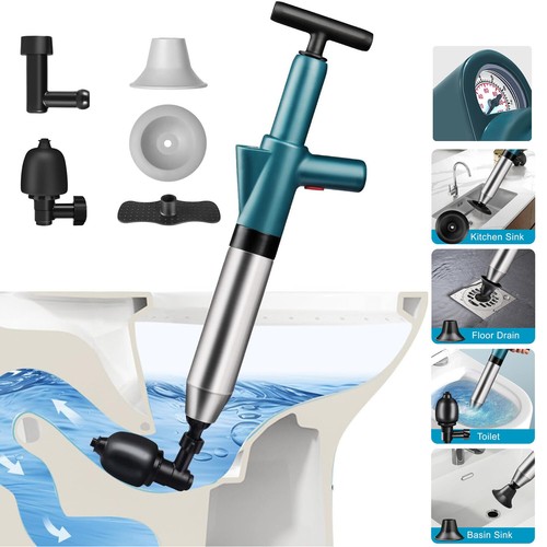High Pressure Air Drain Blaster Gun Pump Toilet Plunger Sink Pipe Clog ...