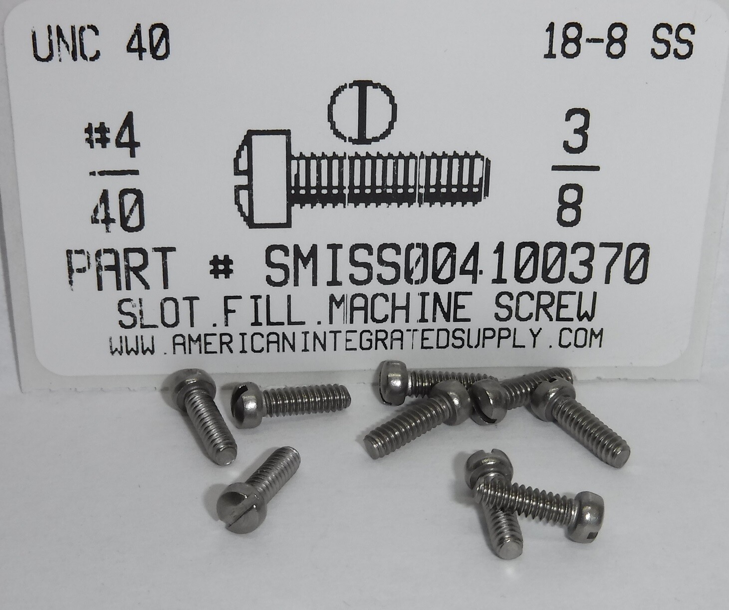 #4-40x3/8 Fillister Head Slotted Machine Screws 18-8 Stainless steel ...