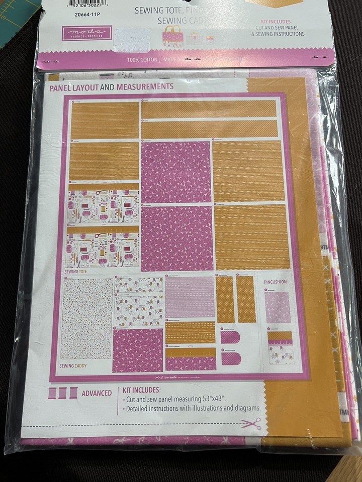 Moda sewing tote, pin cushion and sewing caddy panel | eBay
