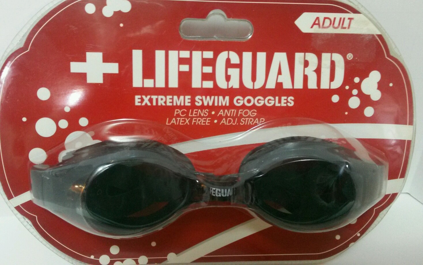 New Adult Lifeguard Swim Goggles Black Anti Fog Latex Free Adj Strap ...