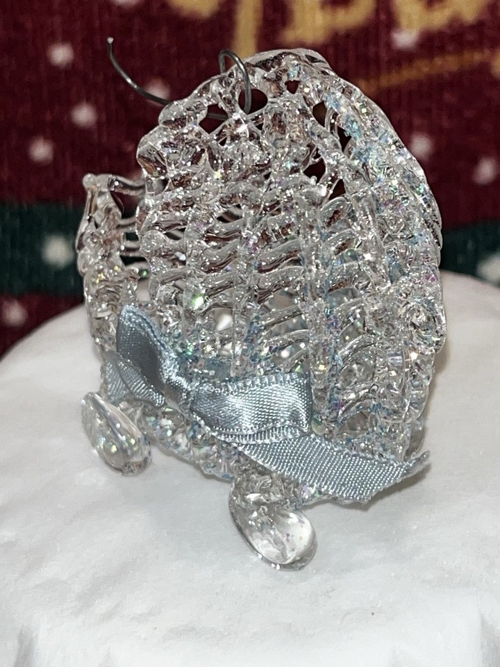 Spun Glass Baby Carriage Ornament Free Stan Home Decor Baby Christmas ...