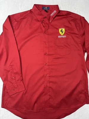 Ferrari Racing Team Shirt Rosso Molten Button Down Logo Embroidery Ash ...