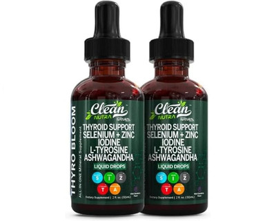 Thyro Bloom Thyroid Support Drops w/ Zinc, L-Tyrosine & Ashwagandha 2 ...