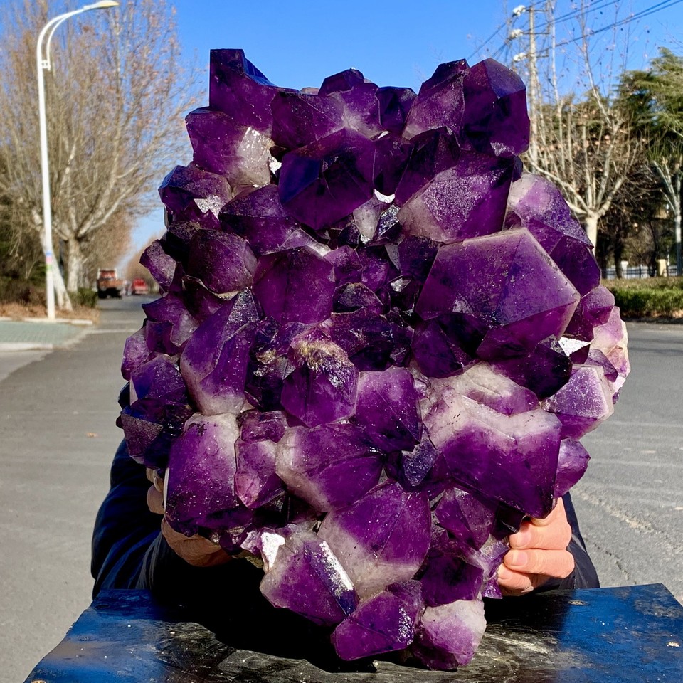 35.4LB Natural Amethyst geode quartz cluster crystal specimen Healing ...