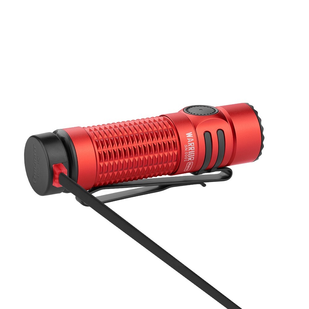 Olight Warrior Nano Red 1200 Lumens Tactical Dual Switch EDC Flashlight ...