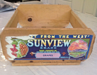 Vintage SUNVIEW BRAND GRAPES WOODEN CRATE Rustic décor | eBay
