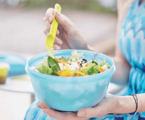 TUPPERWARE SALAD ON THE GO w/ Fork, Knife and Tupper Mini Dressing ...