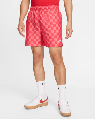 Nike Club Men's Checkerboard Flow Shorts (University Red/White) Size ...