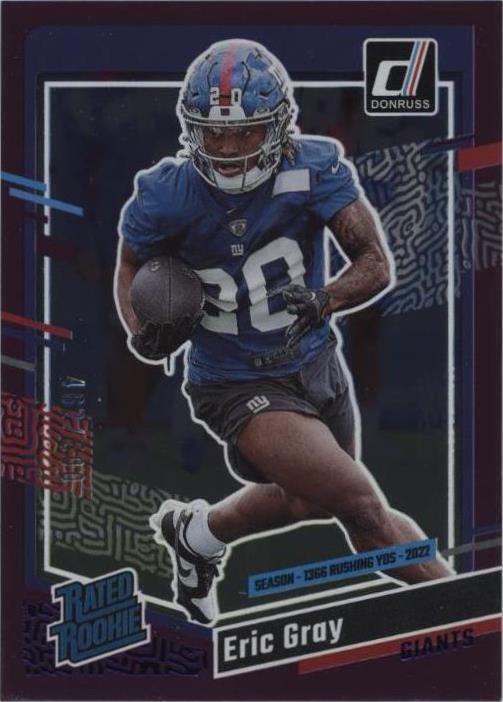 2023 Panini Donruss - Rated Rookie Eric Gray #377 Season Stat Line /500 ...