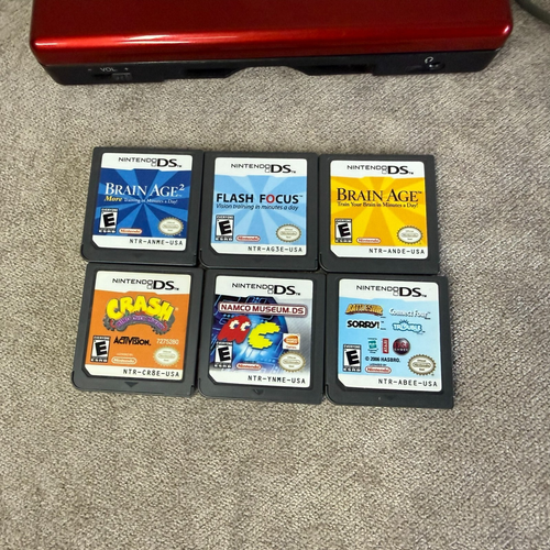 Nintendo DS Lite Red & Black Console With Charger and 6 Games | eBay