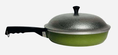 Vintage Club Fry Pan Avocado Green Hammered Lid Aluminum Skillet 10” | eBay