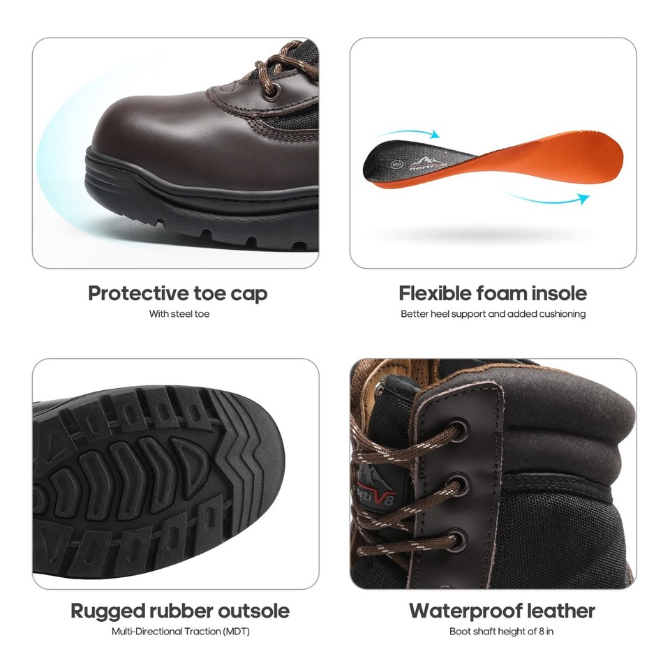 NORTIV 8 Men's Steel Toe Safety Work Boots Anti-Slip Military Tactical ...