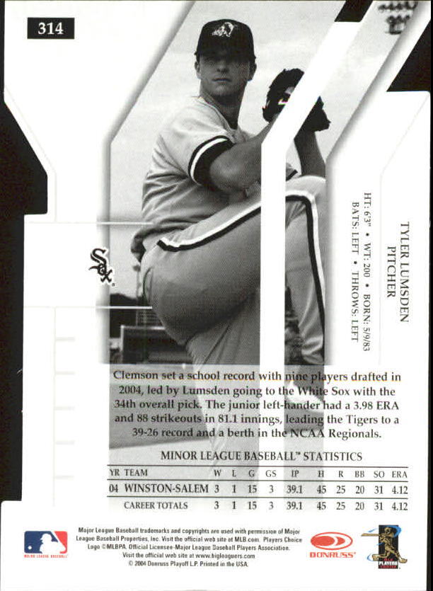 2004 Donruss Elite Extra Edition Turn of the Century #314 Tyler Lumsden ...