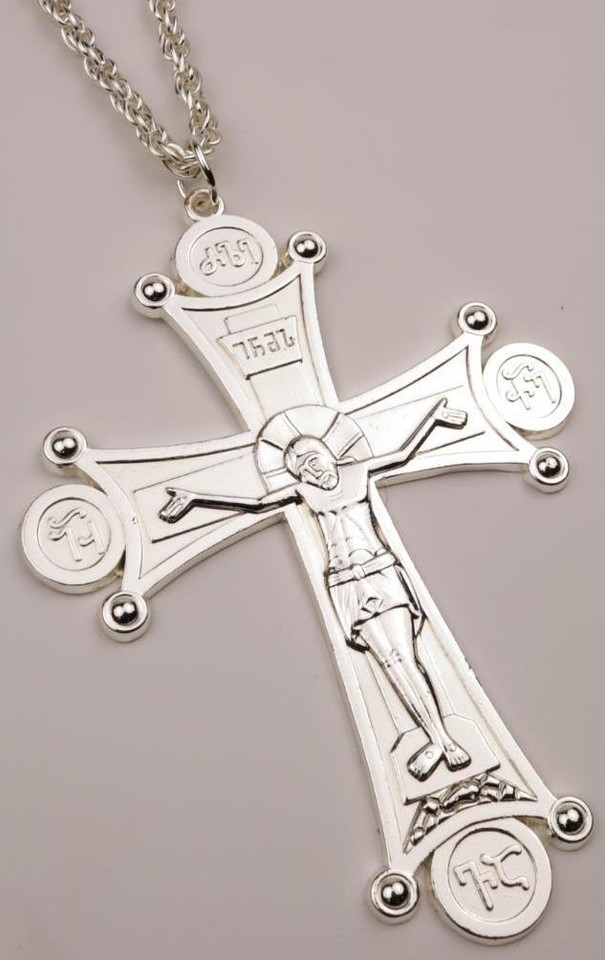 Silver Plate Christian Orthodox Bishops Pectoral Cross Crucifix ...