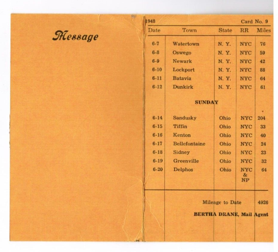 1948 Dailey Brothers Circus Official Route Card 9 25 Car Railroad ...