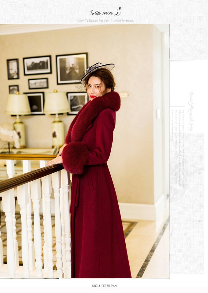 White Thick Wool Jacket Womens Slim Fit Cashmere Real Fox Fur Collar ...