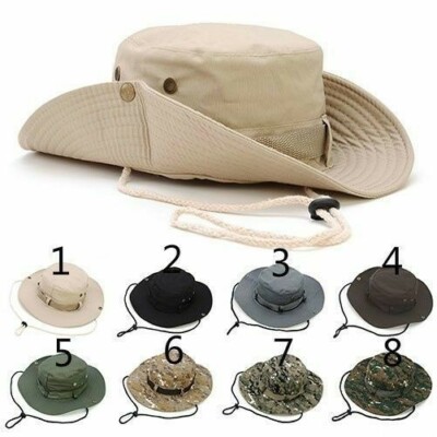 Bush Hat Sun Fishing Mens Cap Cotton Army Style Outdoor Safari Beige ...