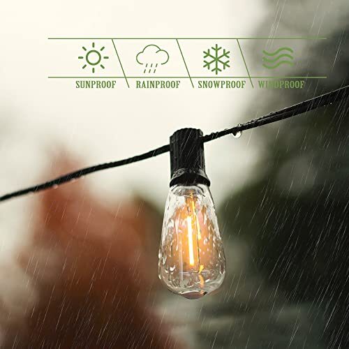 Outdoor Edison String Lights Led 100 Feet Patio Edison Style Lights ...